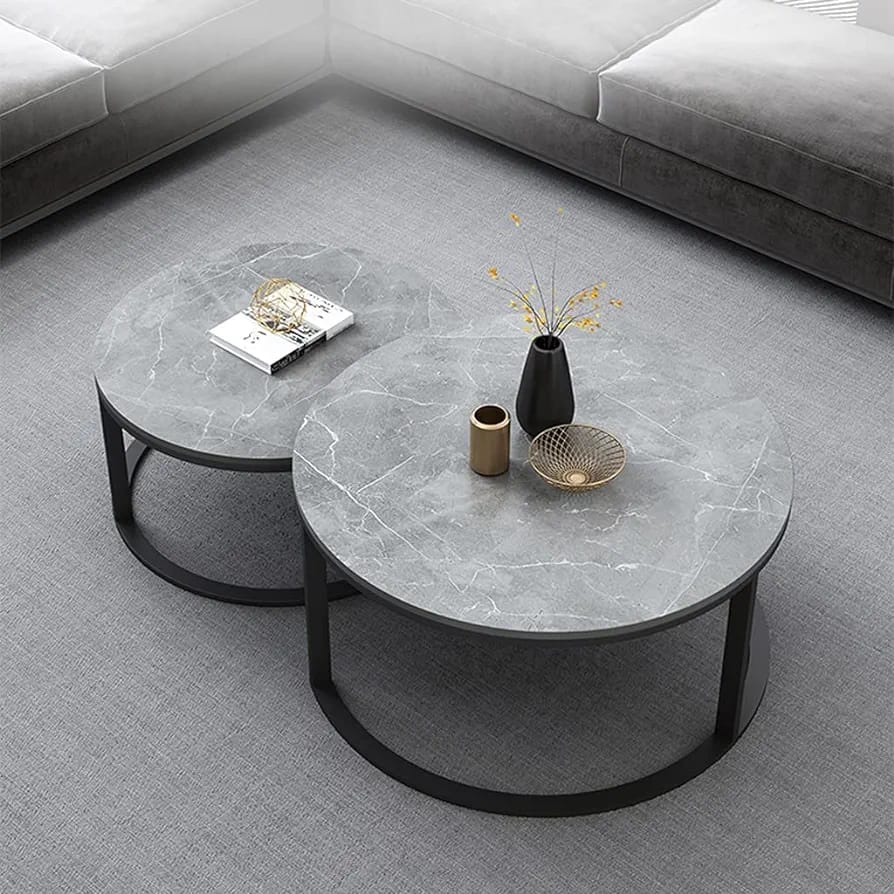 PURE MARBLE Nesting Table with BlackStands – Homelux Kenya