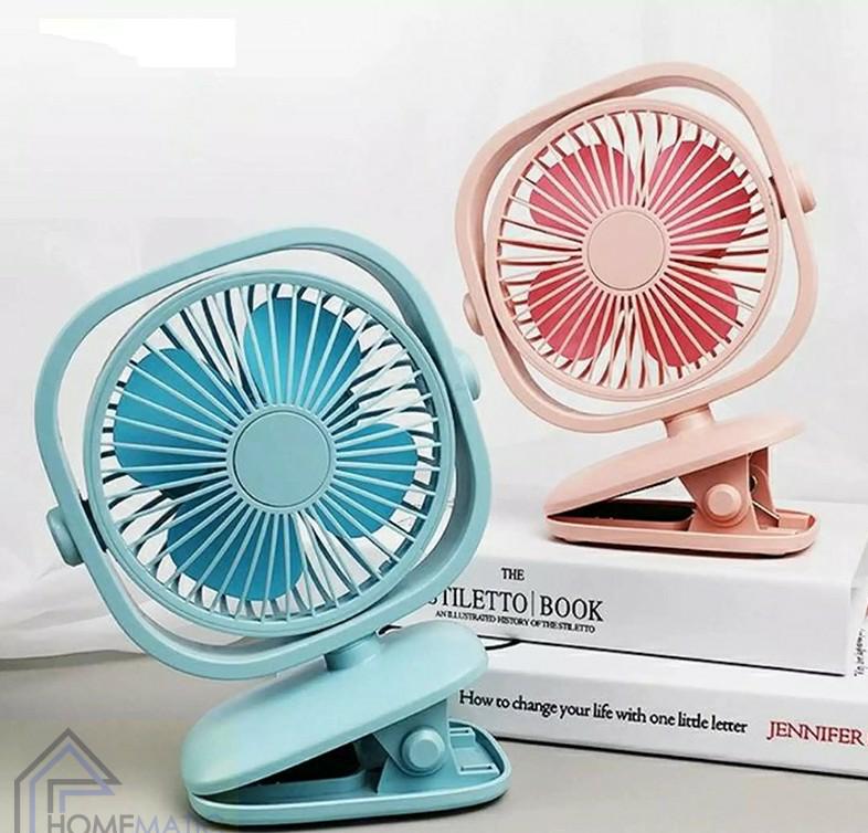 Mini rechargeable clip fan with rotating angle and multi-function clip ...