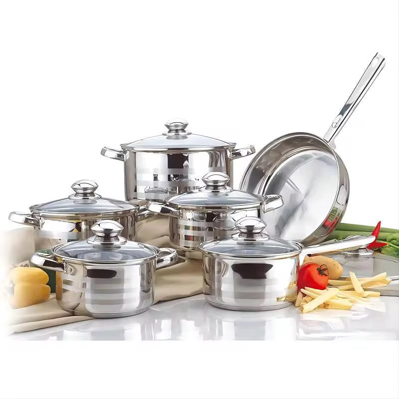 Signature Stainless Steel 12pcs Cookware Set With Induction Base With ...