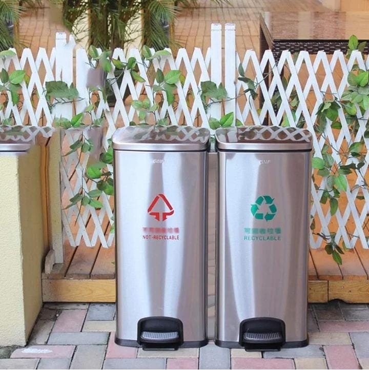 3 in 1 Stainless steel Waste Segregation Dustbin with pedal and Detach ...