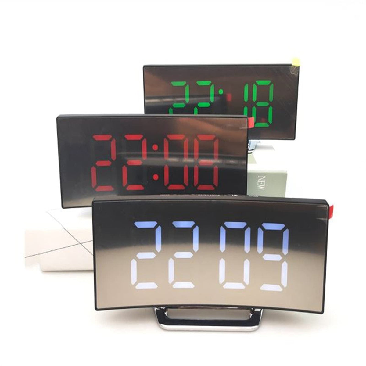 Digital Alarm Clock Bedside, LED Bedside Clock with 7" Curved Screen ...