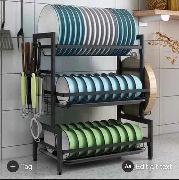 Heavy Duty 3 tier Dish Rack with Cutlery Holder – Homelux Kenya