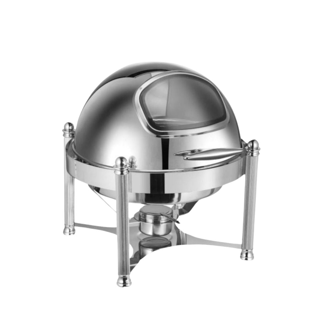 Stainless Steel Round Chafing Dish With Roll Top, 6L Full Size Chafer ...
