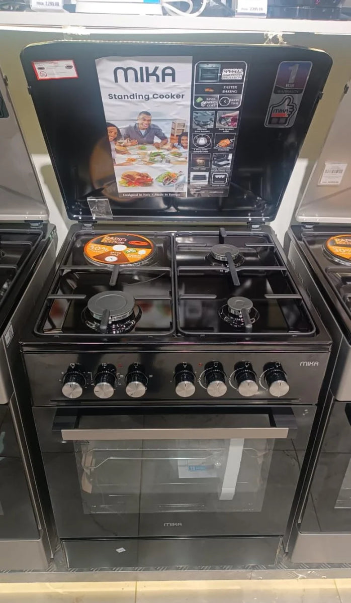 MIKA Standing Cooker, 60cm x 60cm, 3 Gas Pool Jet Burners + 1 RAPID Ho ...