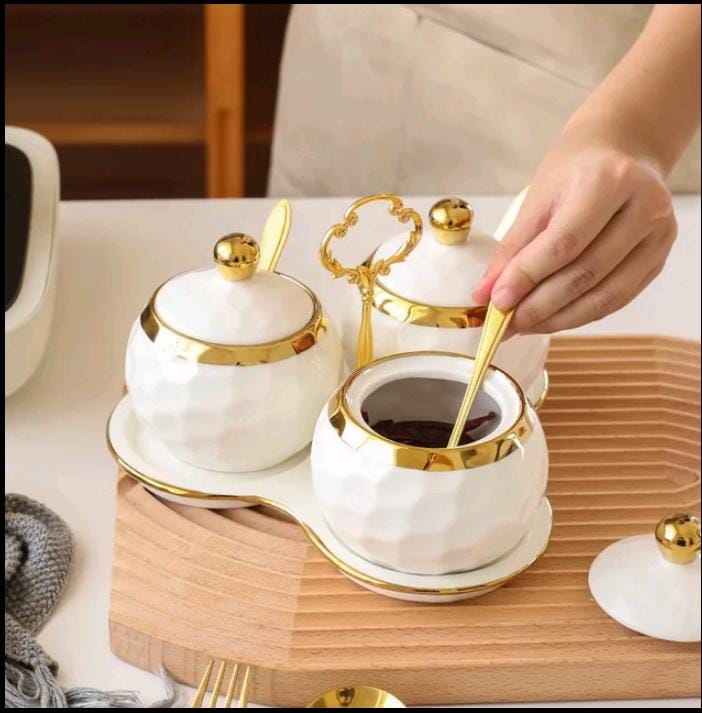 3pc ceremic canister set with tray + teaspoon – Homelux Kenya