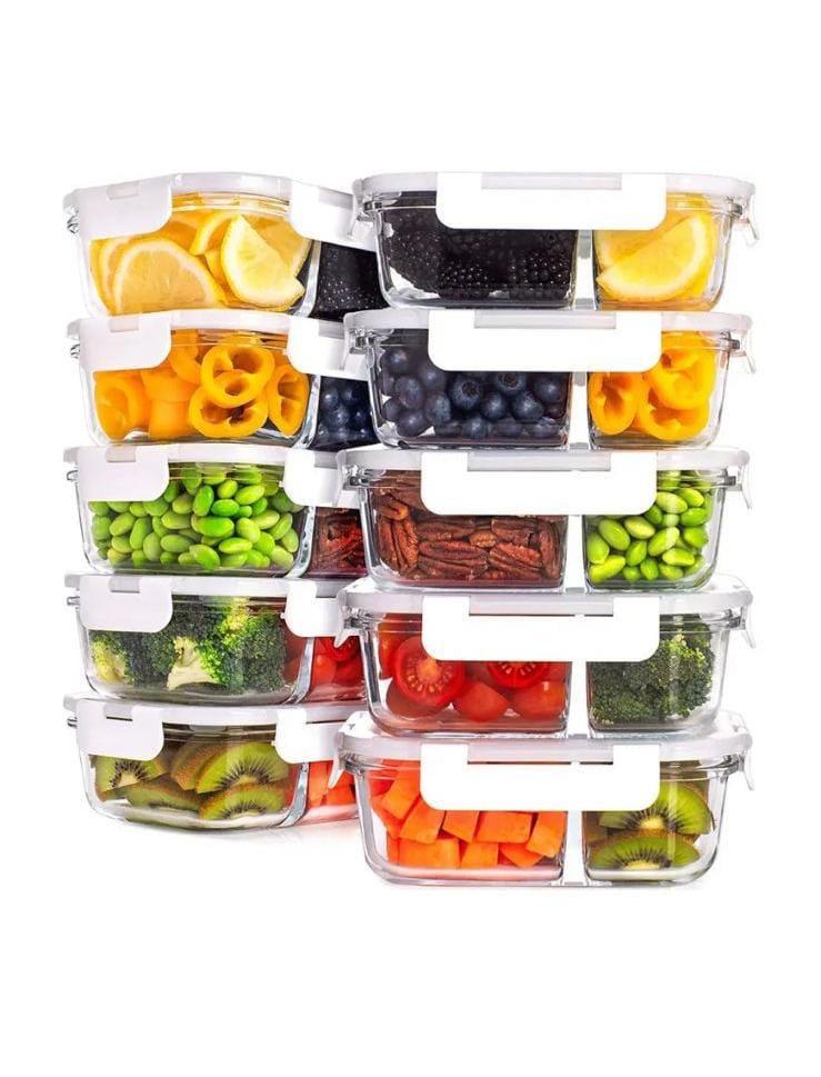 1 pc Partitioned glass food storage containers. – Homelux Kenya