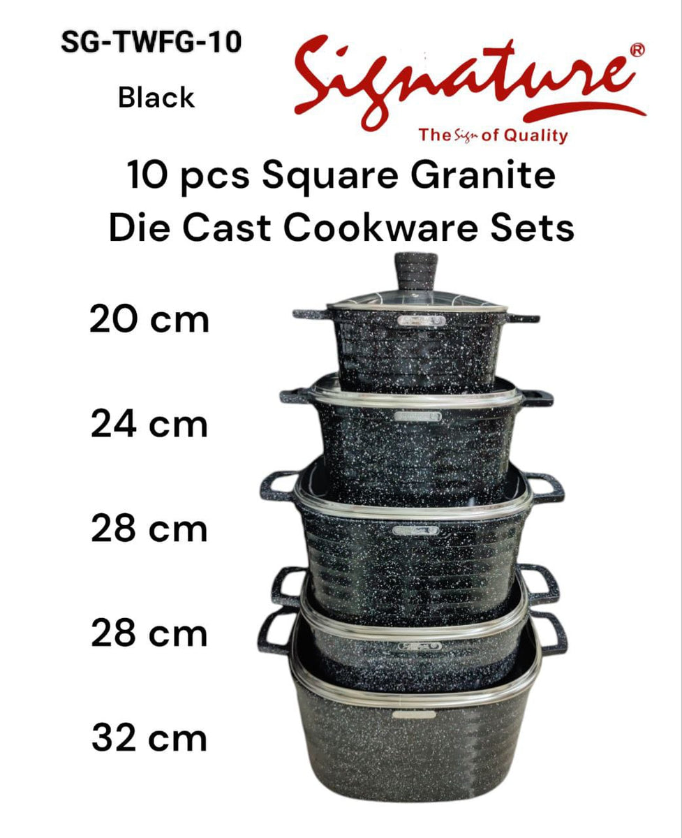 10 pcs Square Granite Die Cast Cookware Sets. – Homelux Kenya