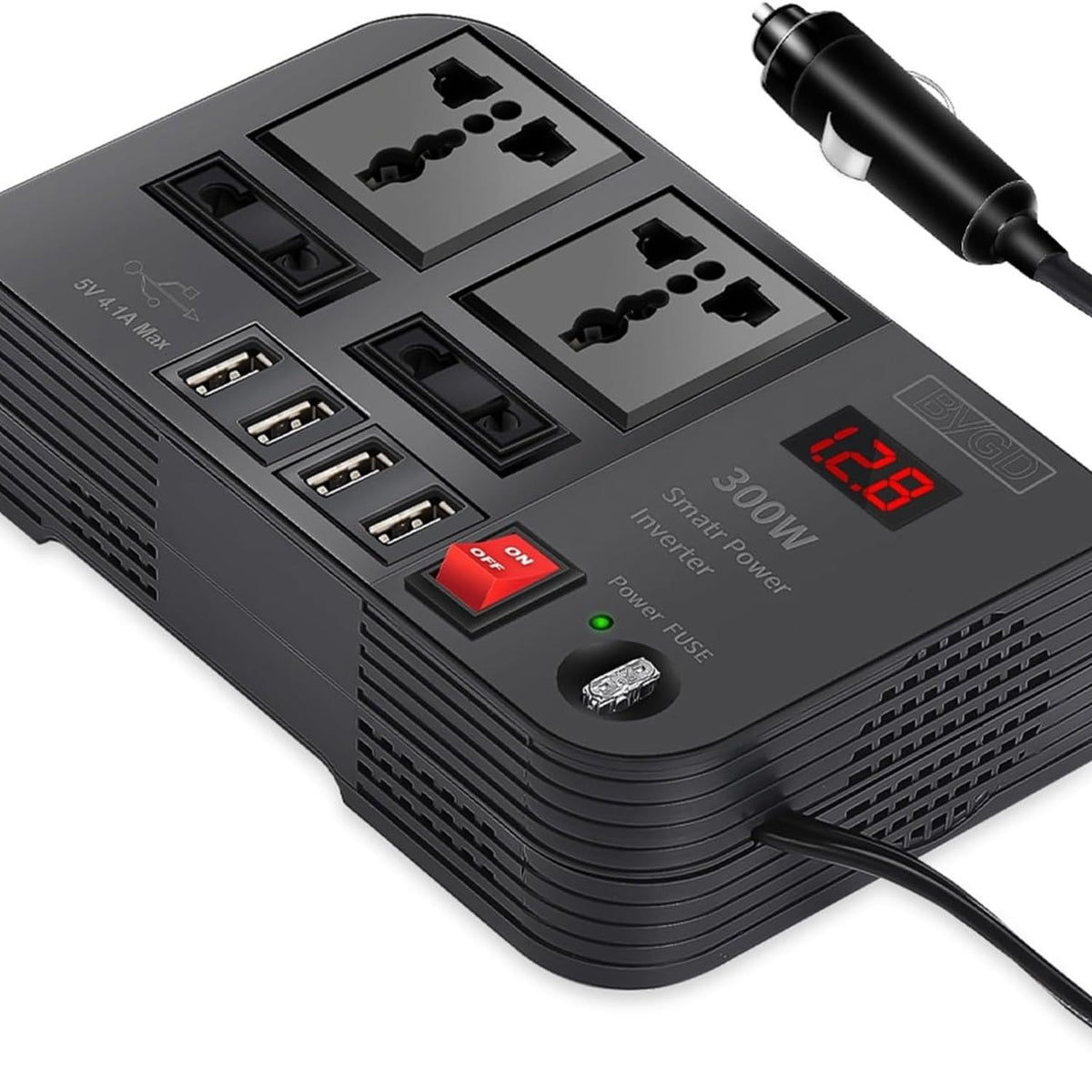 Portable Car Power Inverter Car Charging Adapter DC 12V to AC 220V 300 ...