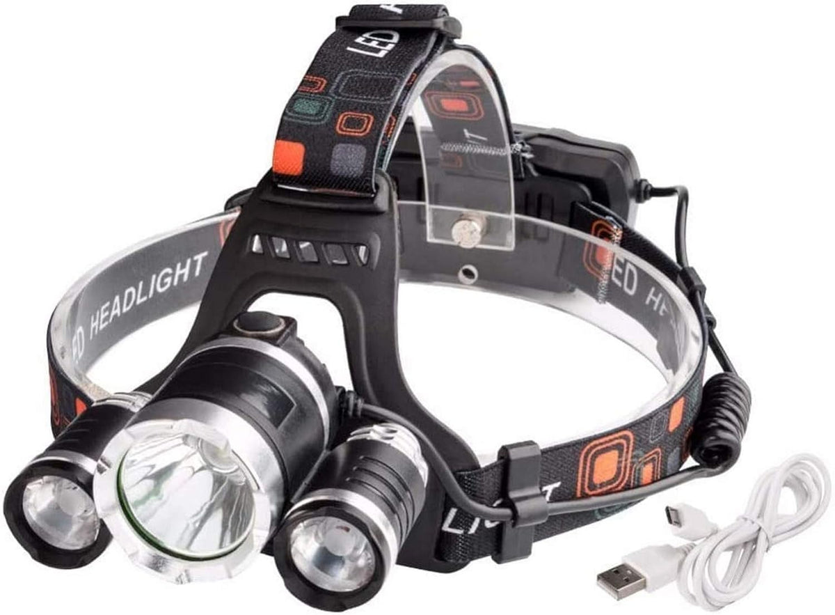 4 in 1 Rechargeable Headlamp,5000 Lumen Waterproof LED Headlight Flash ...