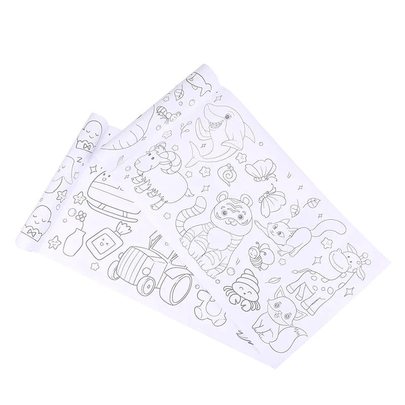 2m Children Drawing Roll DIY Sticky Color Filling Paper Coloring Paper ...